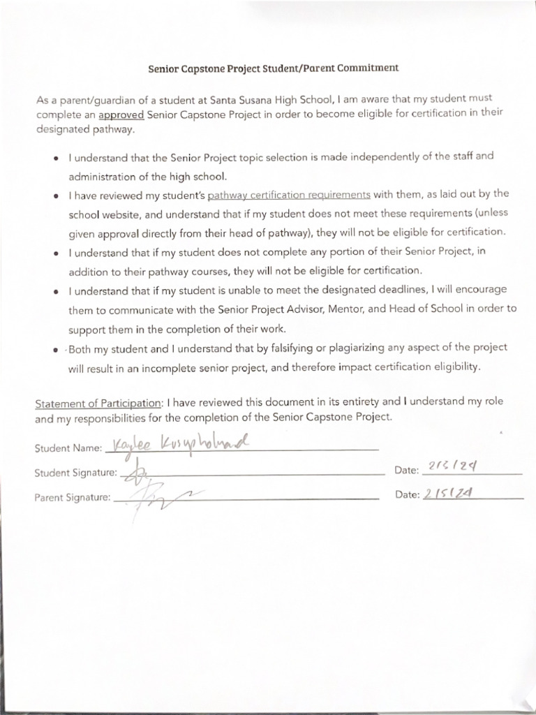Parent Commitment Form | PDF