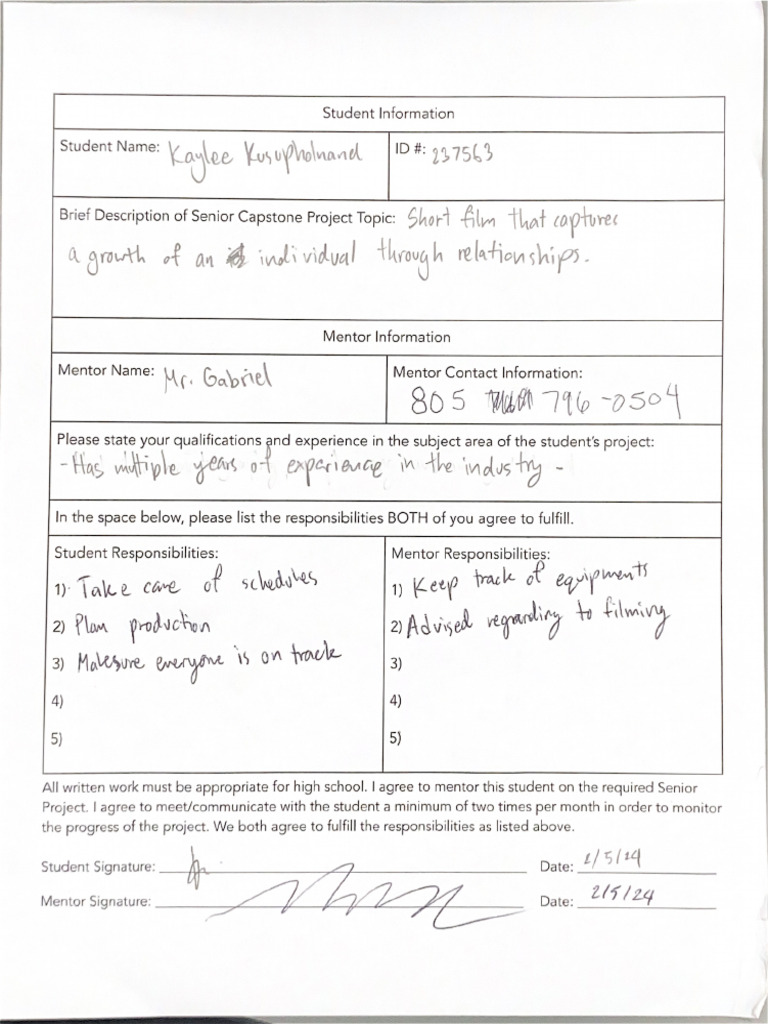 Mentor Commitment Form | PDF
