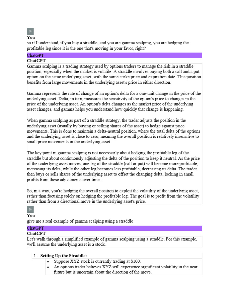 Gamma Scalp | PDF | Greeks (Finance) | Option (Finance)