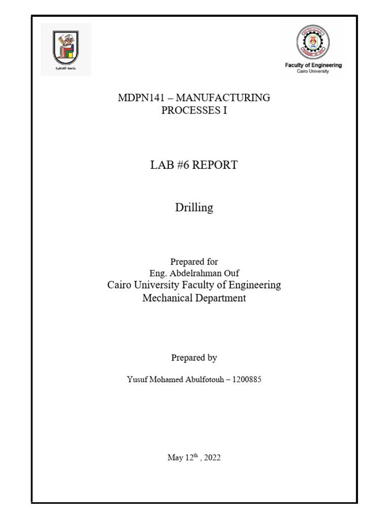 Drilling Report | PDF | Drill | Machining
