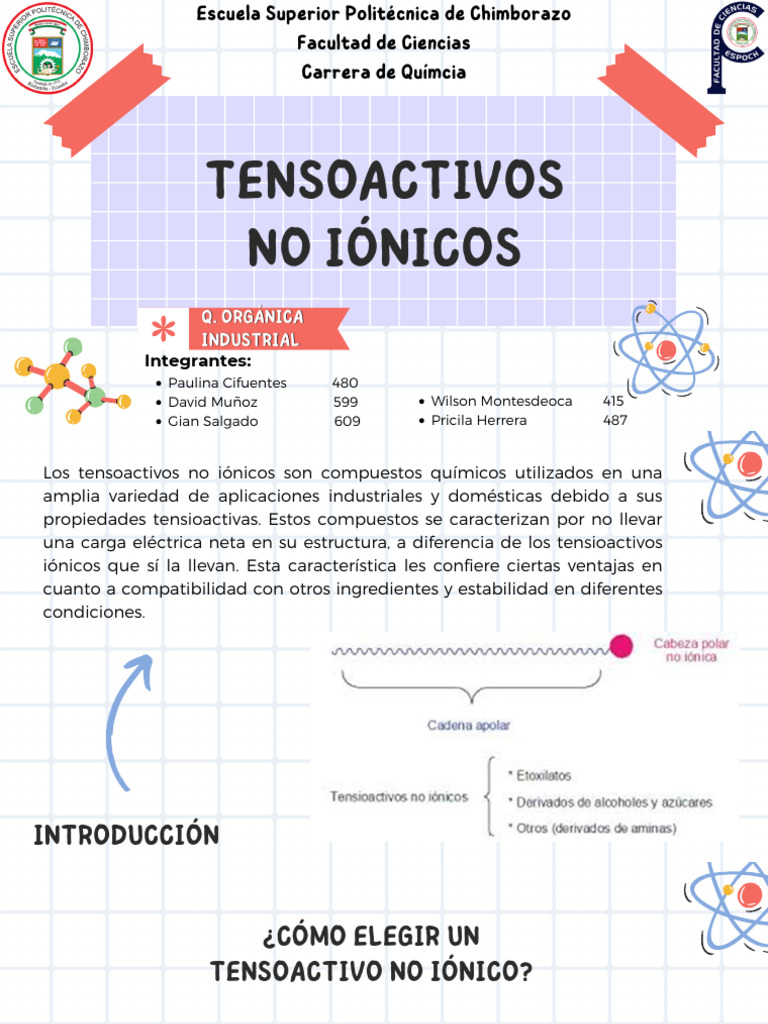 Tensoactivos No Iónicos: Usos y Ejemplos | PDF | Tensioactivo ...