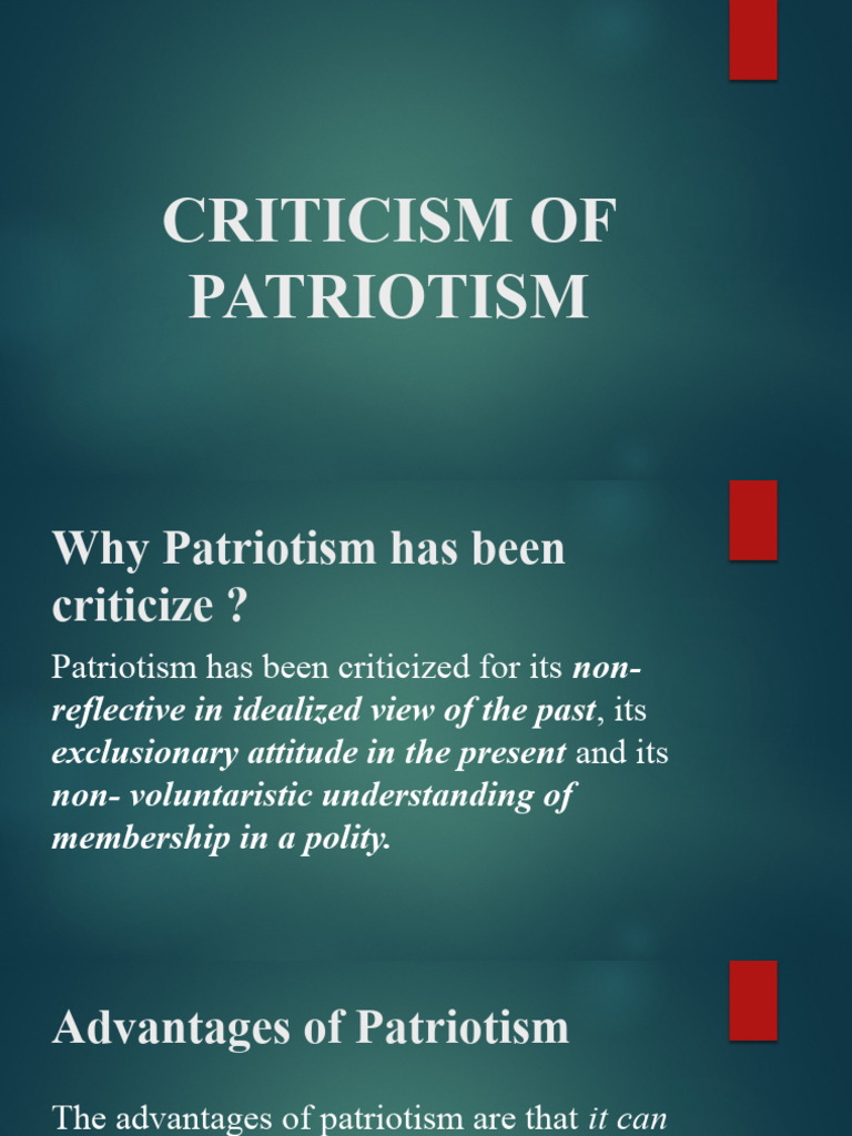 Pros and Cons of Patriotism Explained | PDF | Cosmopolitanism | Patriotism