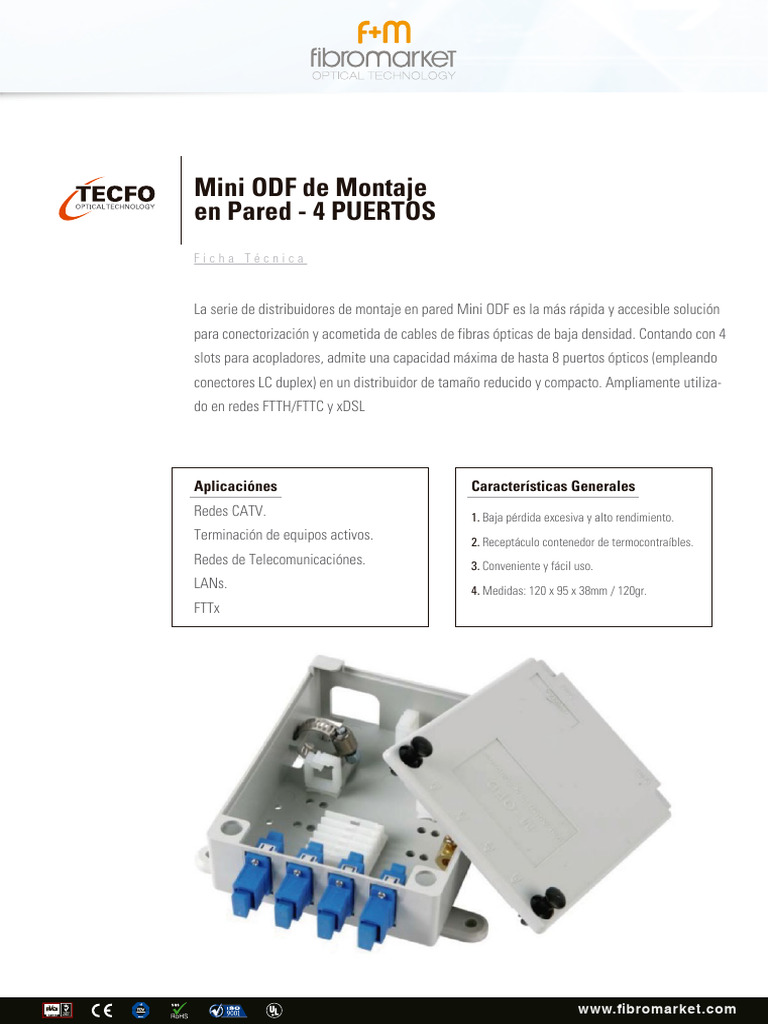 Mini ODF Montaje Pared 4 Puertos | PDF