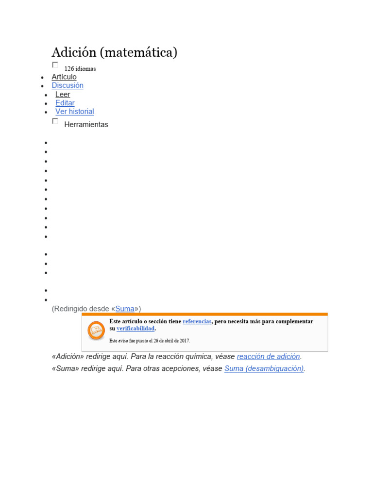 Operación de Adición en Matemáticas | PDF | Álgebra abstracta | Números