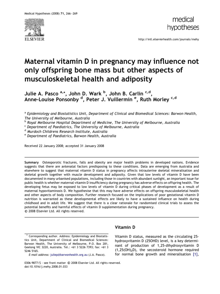 Maternal Vitamin D and Adiposity | PDF | Vitamin D | Pregnancy