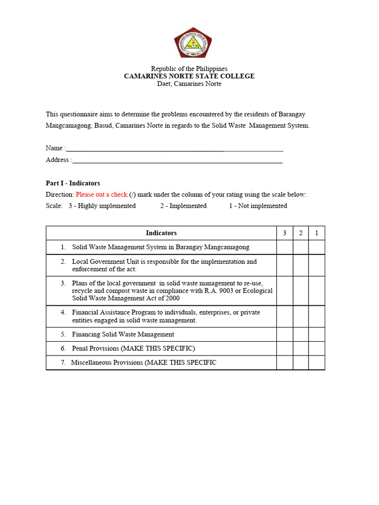Revised Questionnaire | PDF | Waste Management | Reuse