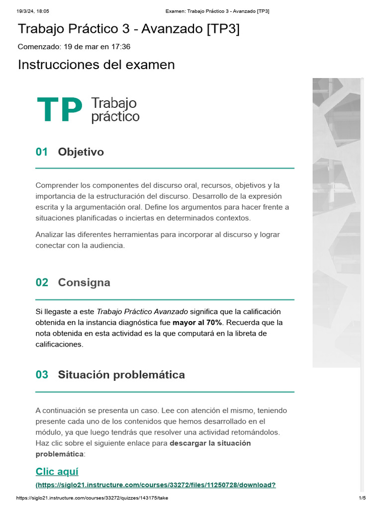 Examen - Trabajo Práctico 3 - Avanzado (TP3) GI-90 | PDF | Hablar en público