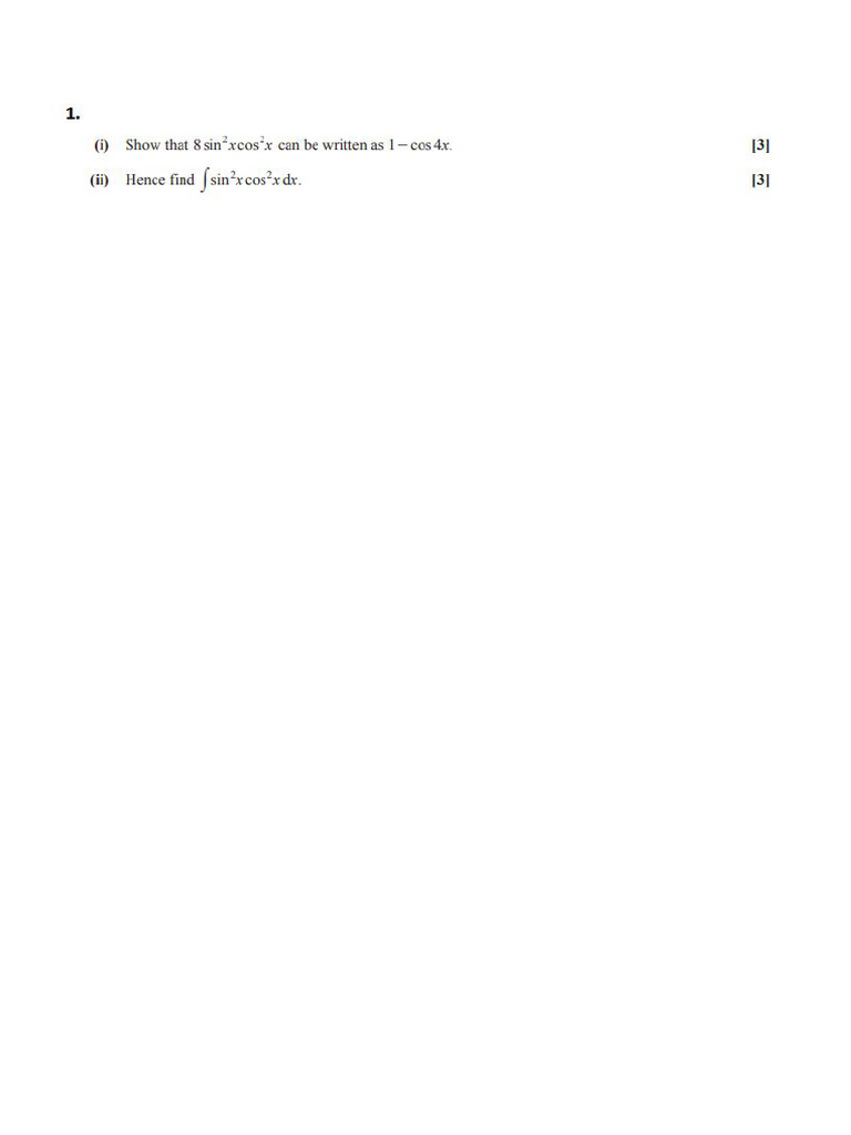 Trig Integration Questions | PDF