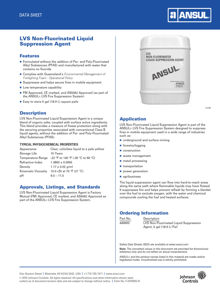 LVS Non-Fluorinated Liquid F-2019093 | PDF | Liquids | Firefighting