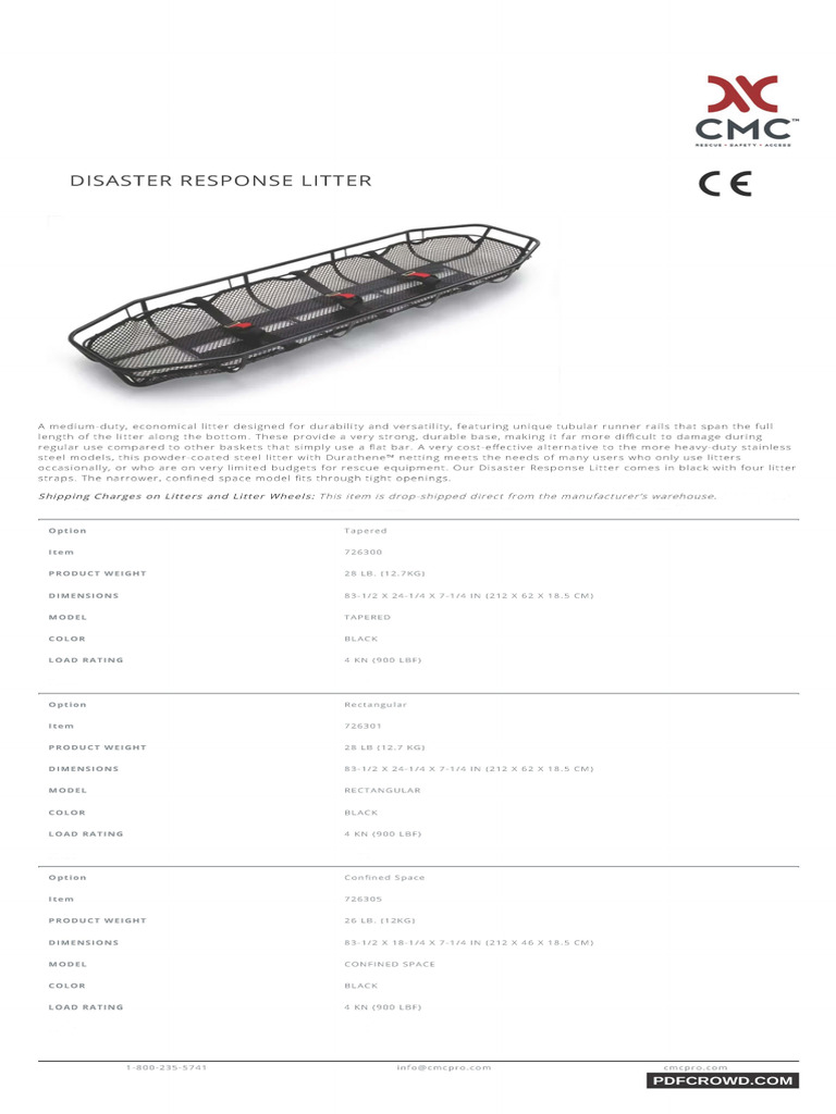 CAMILLA Cmcpro 726301 Equipment Disaster Response Litter | PDF