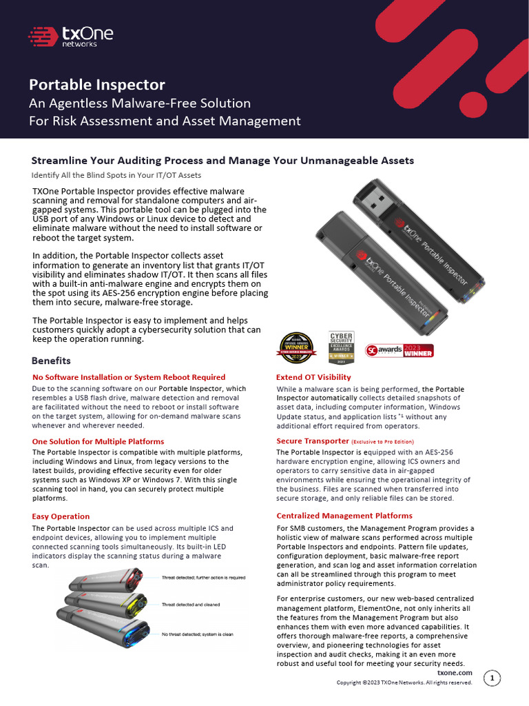 Portable Inspector Datasheet 202308 | PDF | Microsoft Windows | Malware