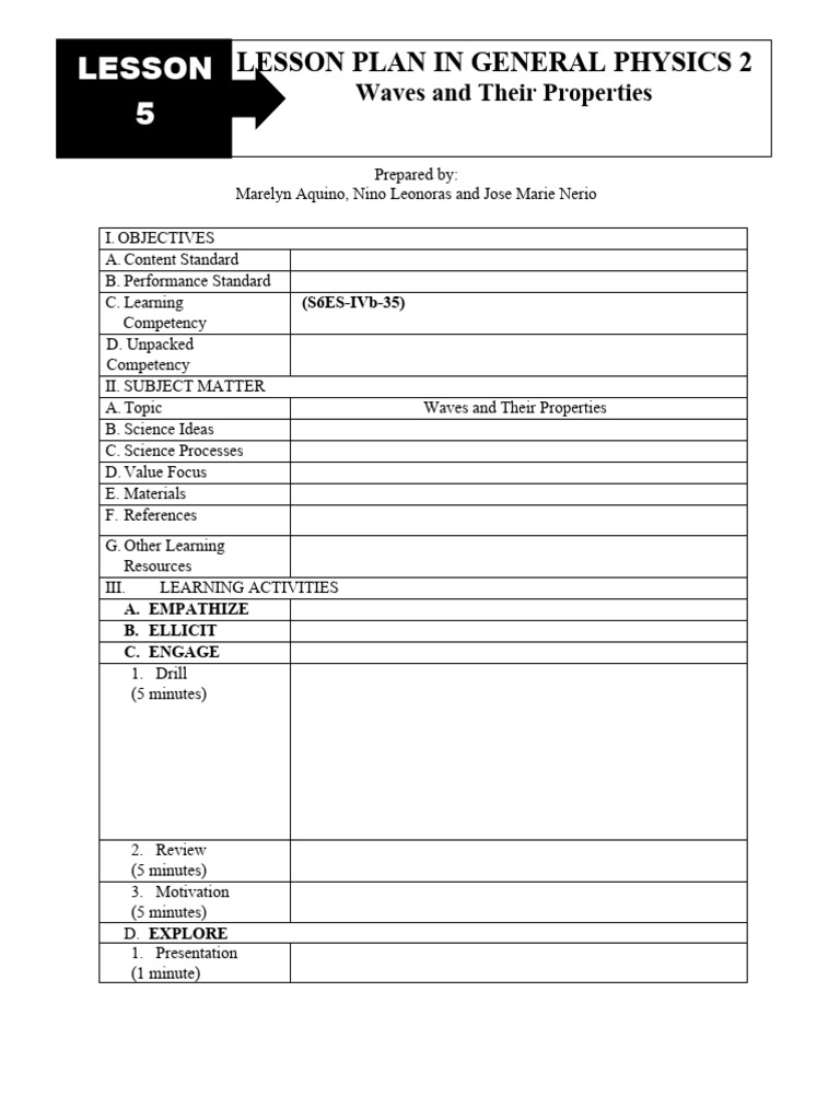 Lesson Plan Outline | PDF
