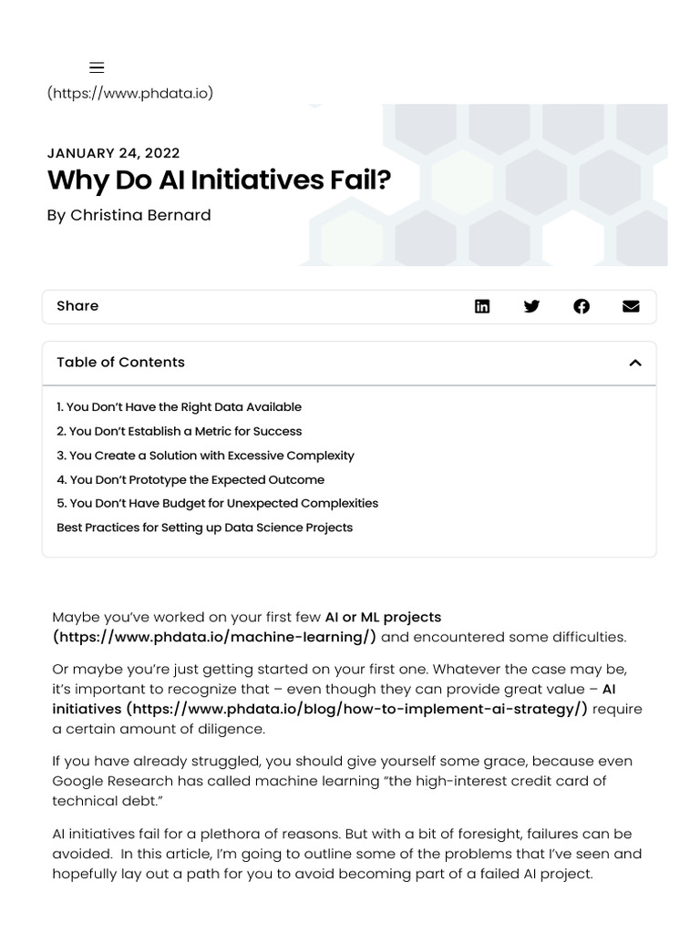 Why Do AI Initiatives Fail | PDF | Artificial Intelligence ...