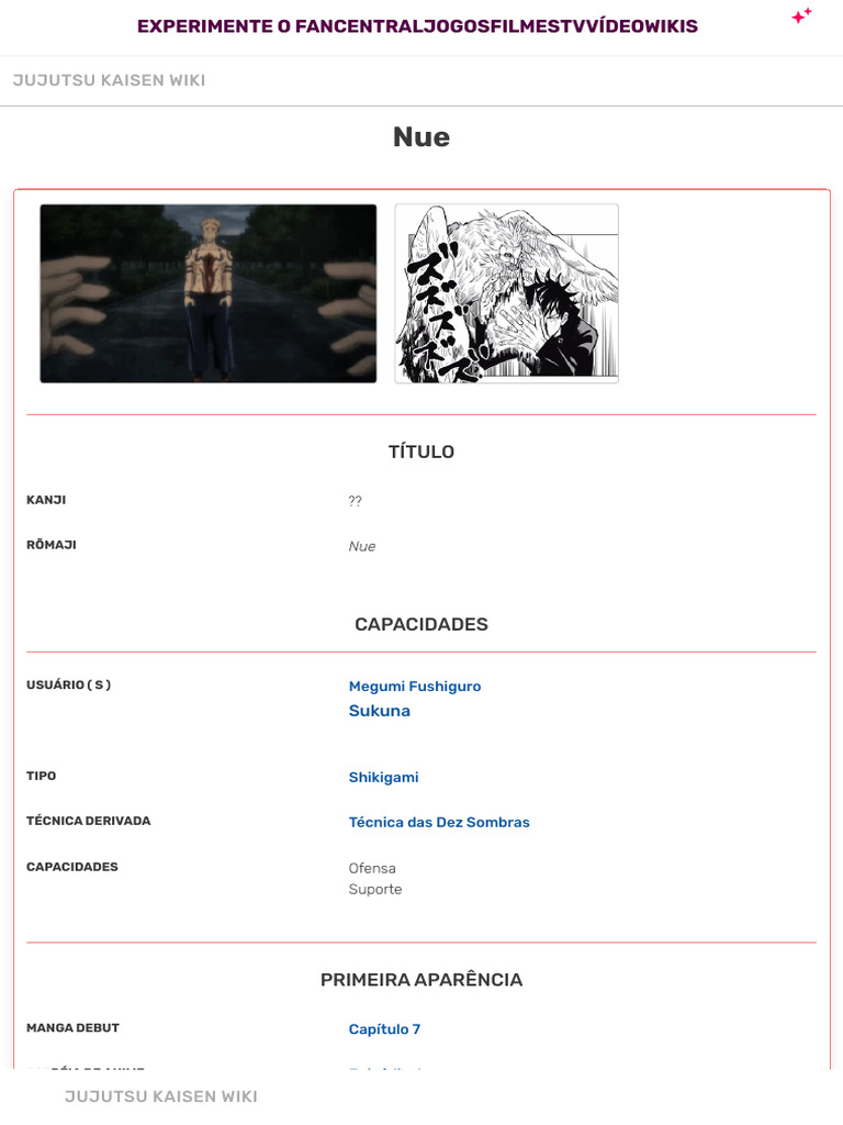 Nue - Jujutsu Kaisen Wiki - Fandom | PDF | Voo | Wiki