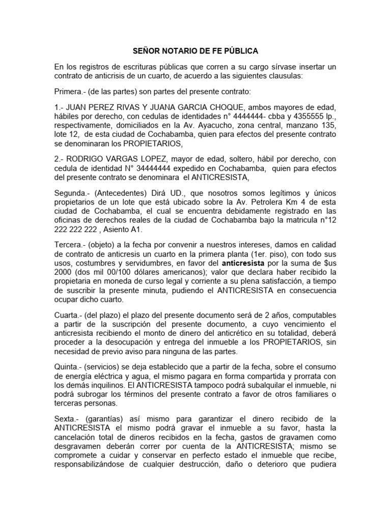 Contrato Anticretico | PDF | Derecho