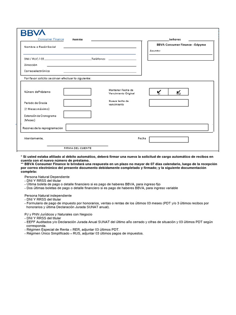 Solicitud de Cargo Automático BBVA | PDF