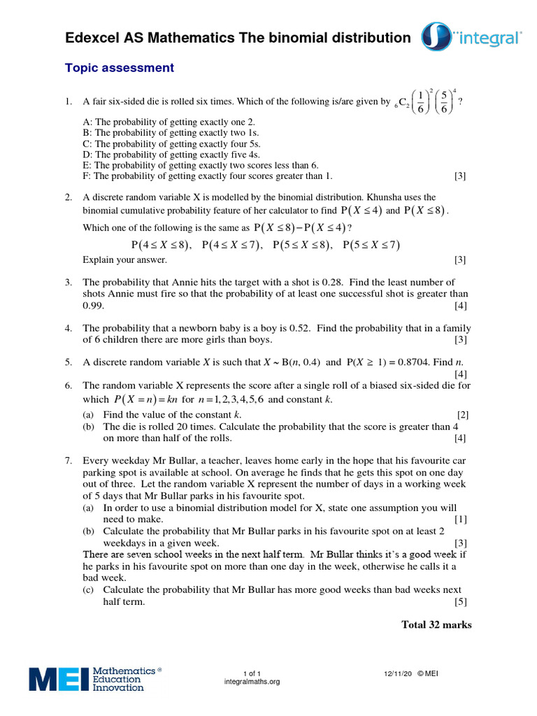 Binomial distribution | PDF | Probability Distribution | Mathematics