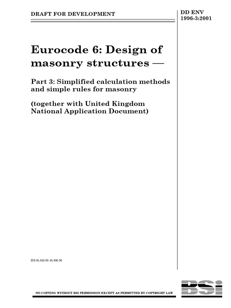 Eurocode 6 Design of Masonry Structures | PDF | Copyright