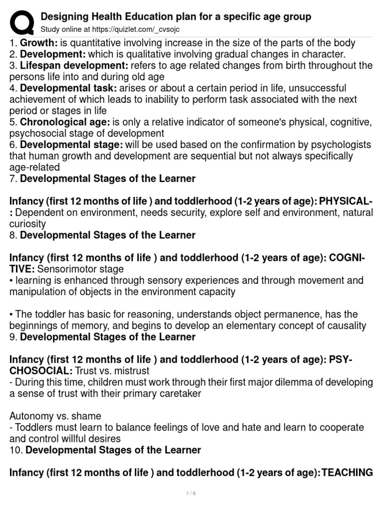 Designing Health Education Plan For A Specific Age Group | PDF ...