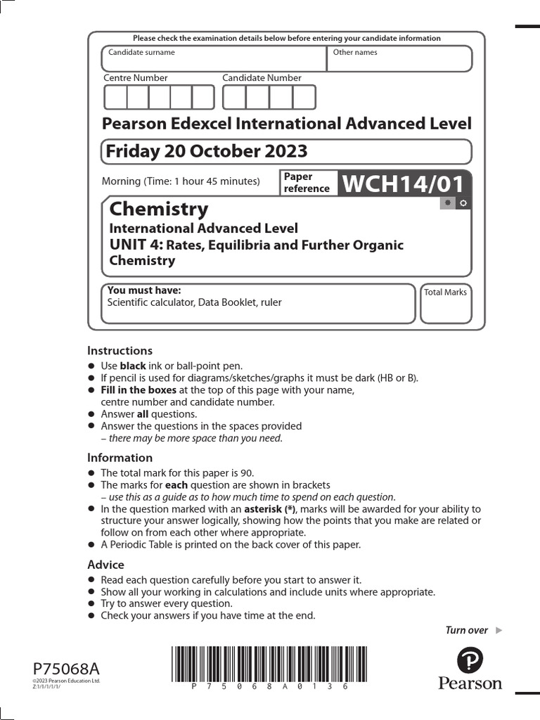 Chemistry IAL Unit 4 Exam Paper | PDF | Acid | Hydrochloric Acid