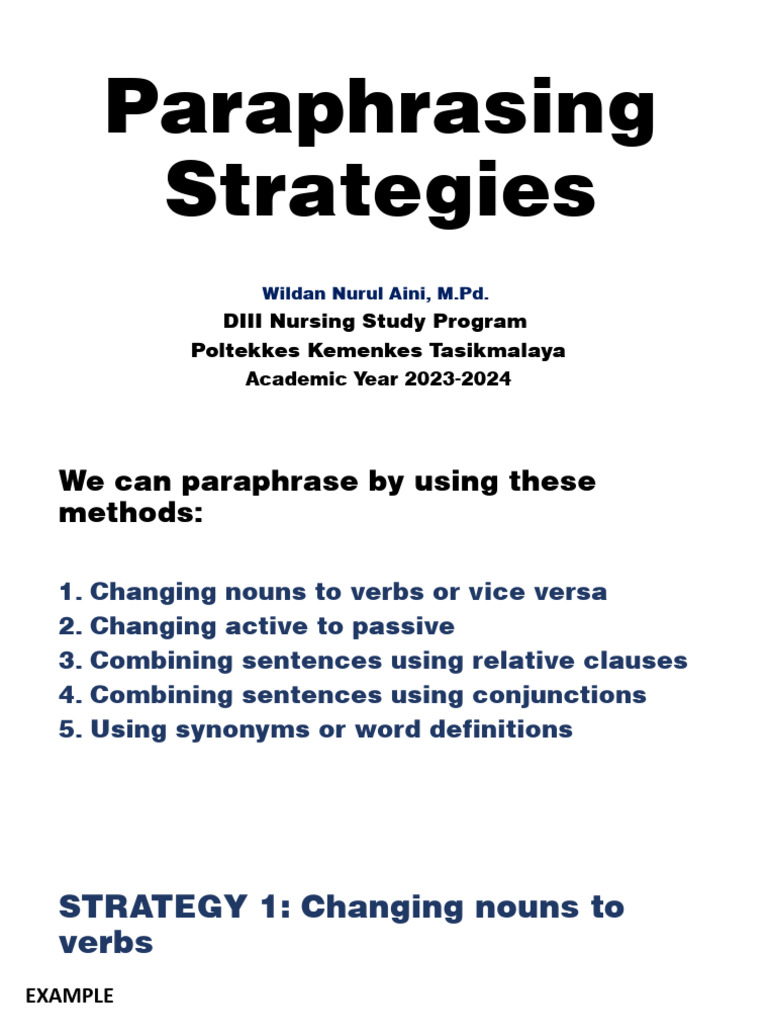 Meeting 7 - Paraphrasing Strategies | PDF | Verb | Sentence (Linguistics)