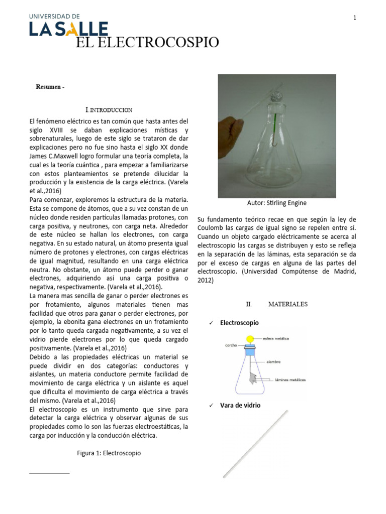 Lab Electroscopio | PDF | Electrón | Carga eléctrica