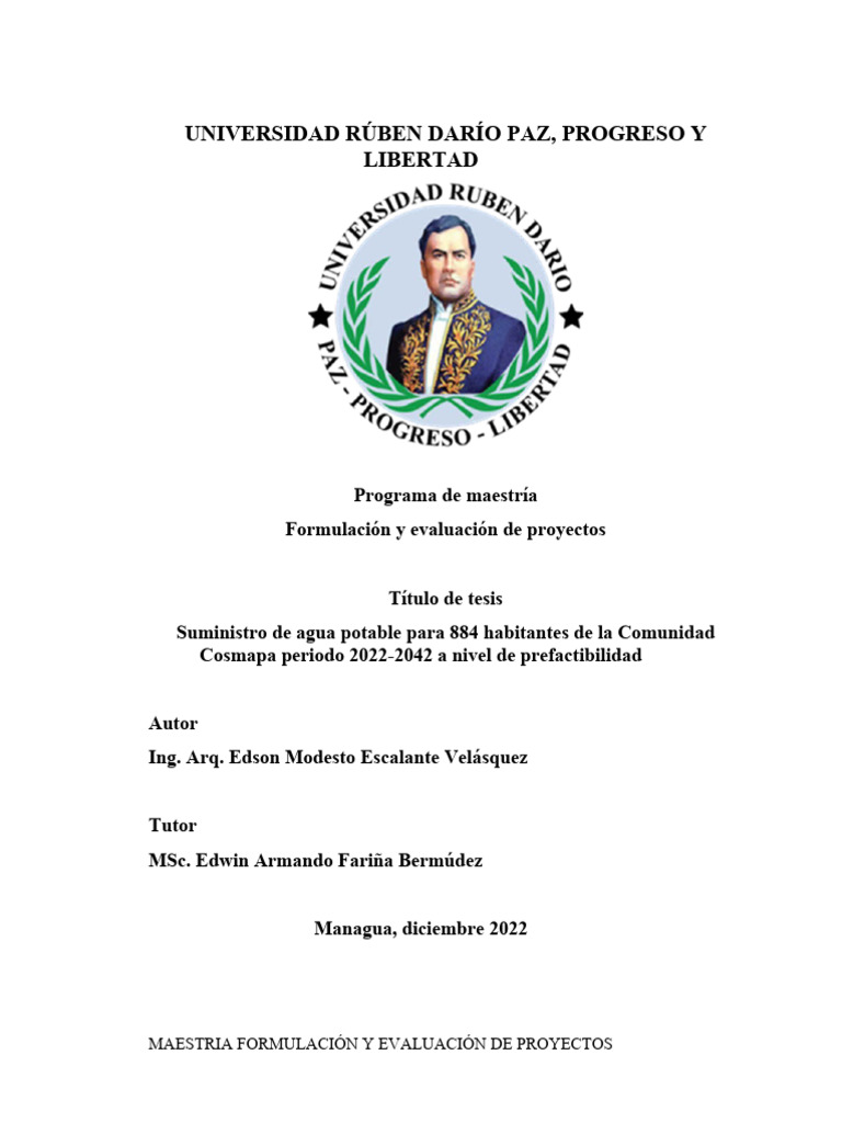 Tesis Final Cosmapa Edson Escalante Rev Final | PDF | Agua | Agua potable