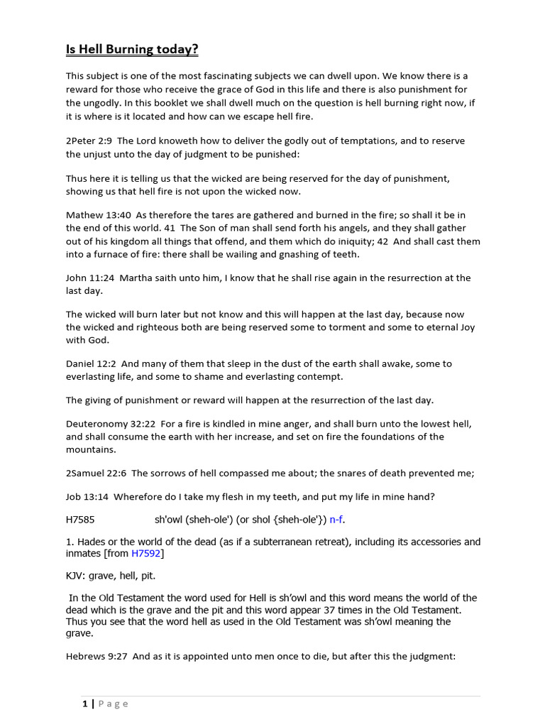 Is Hell Burning Today? Insights & Answers | PDF | Last Judgment | Hell