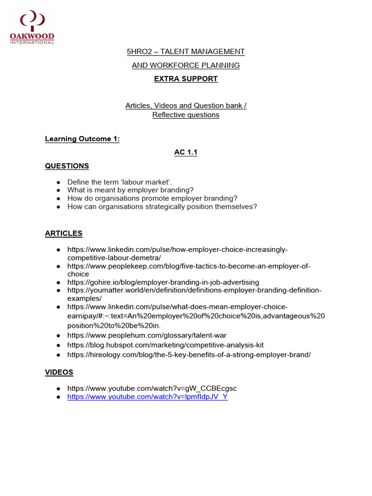 5HR02 - Extra Support Material | PDF | Employee Retention | Labour ...