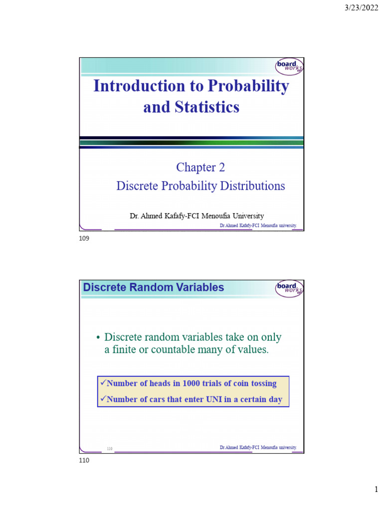 Lecture 5 - CH 2 (Discrete Probability Distributions) | Download Free PDF | Probability ...