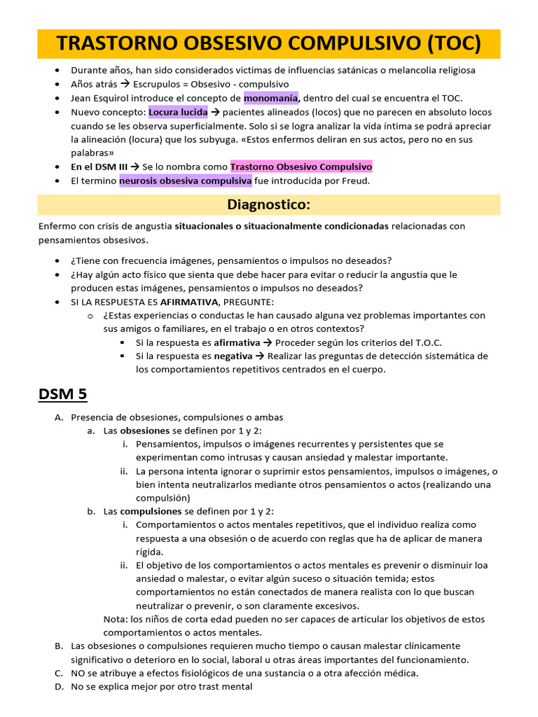 Guía Completa sobre el TOC: Diagnóstico y Tratamiento | PDF | Desorden obsesivo compulsivo ...