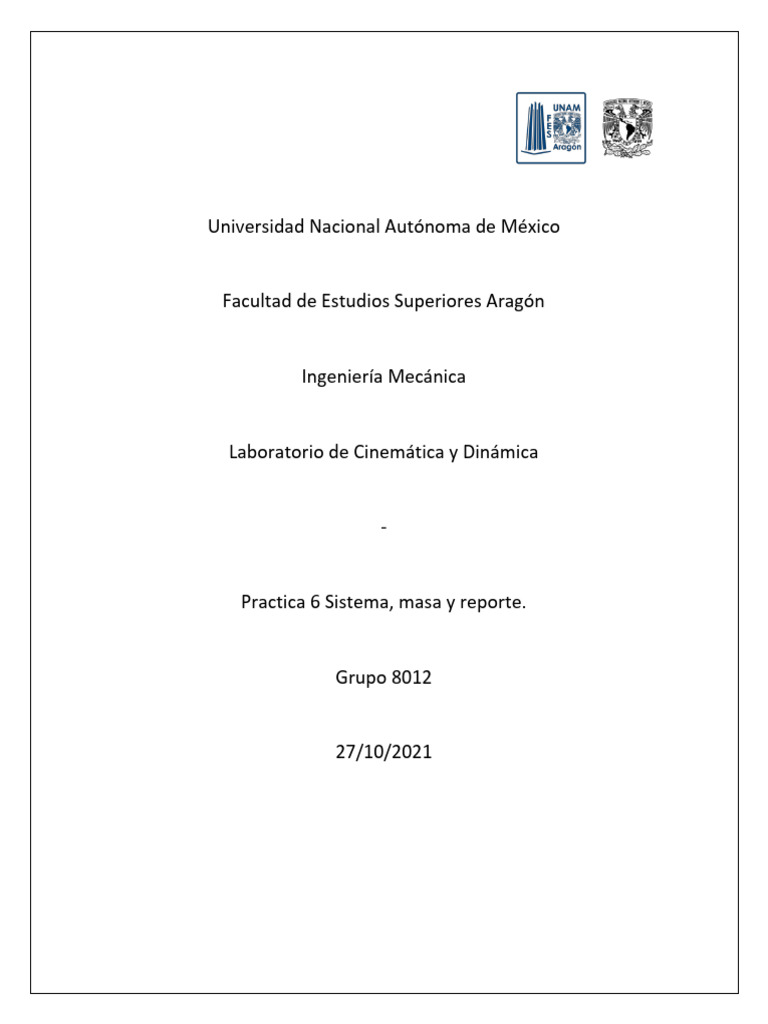 Practica - 6 - Cinematica y Dinamica | PDF | Balanza | Cinemática