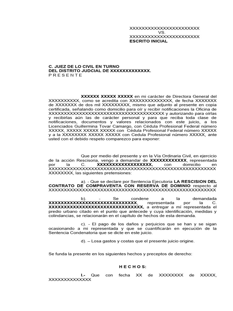 Escrito Incial de Demanda FORMATO | PDF | Justicia | Crimen y violencia