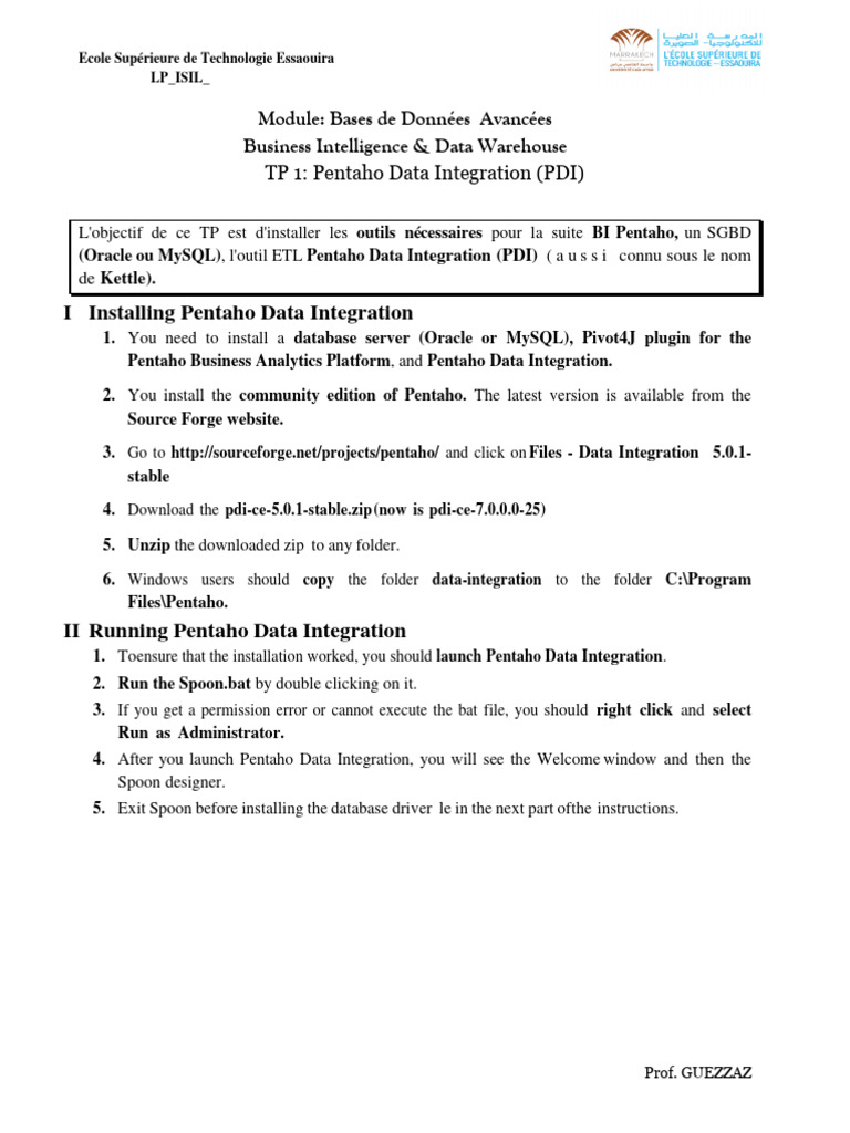 TP 1 - Pentaho Data Integration (PDI) - Installing | PDF | My Sql | Computing