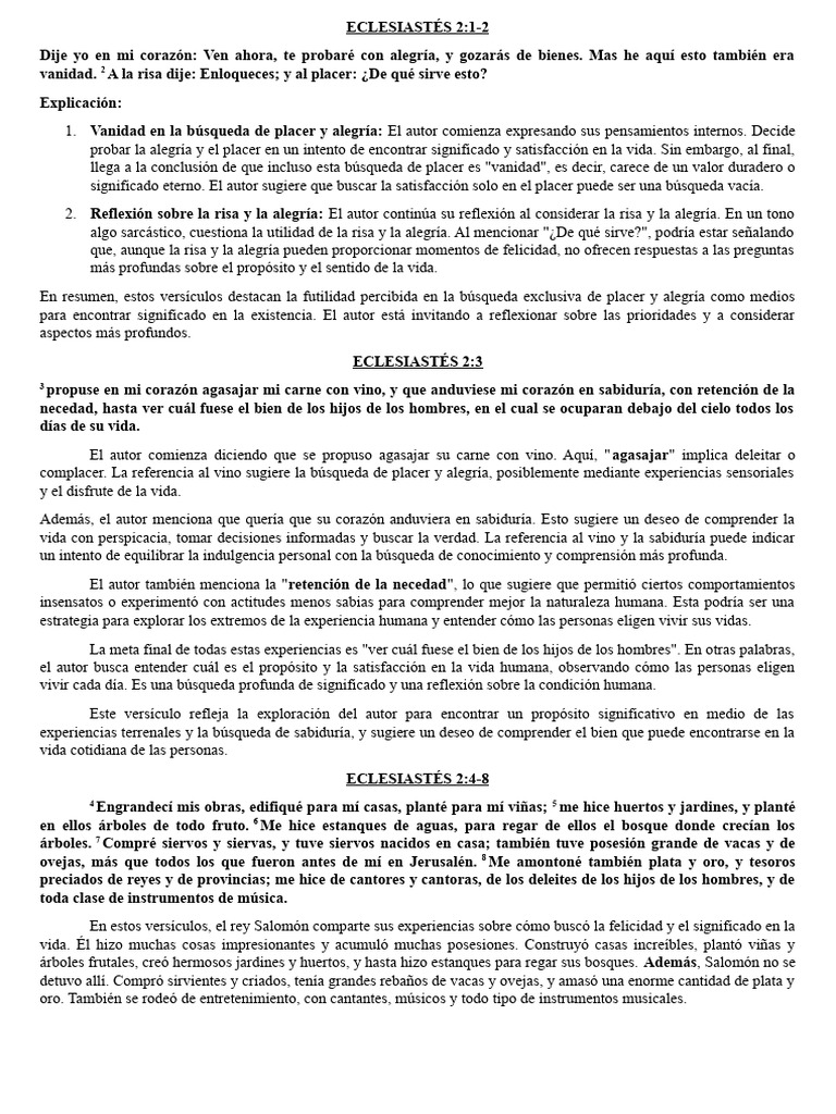 Eclesiastés 2 | PDF | Eclesiastés | Sabiduría
