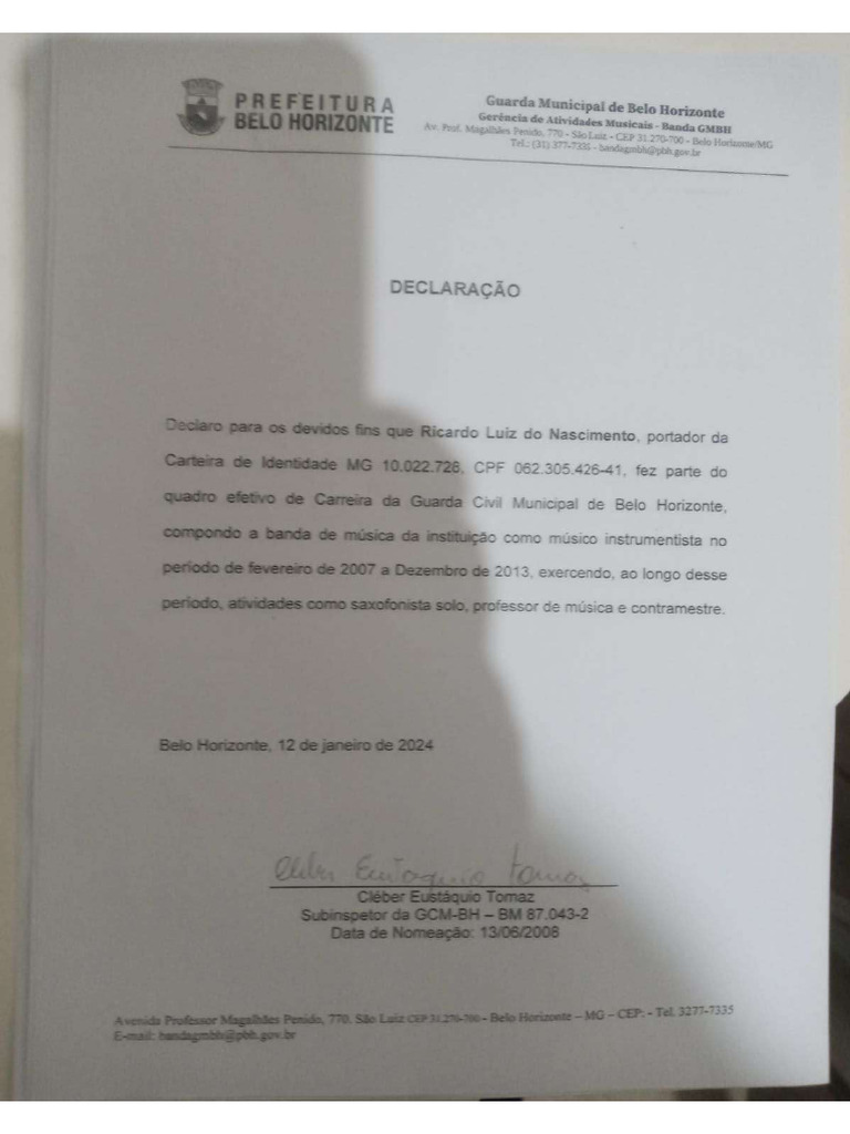 Declaração GCBH Assinada | PDF