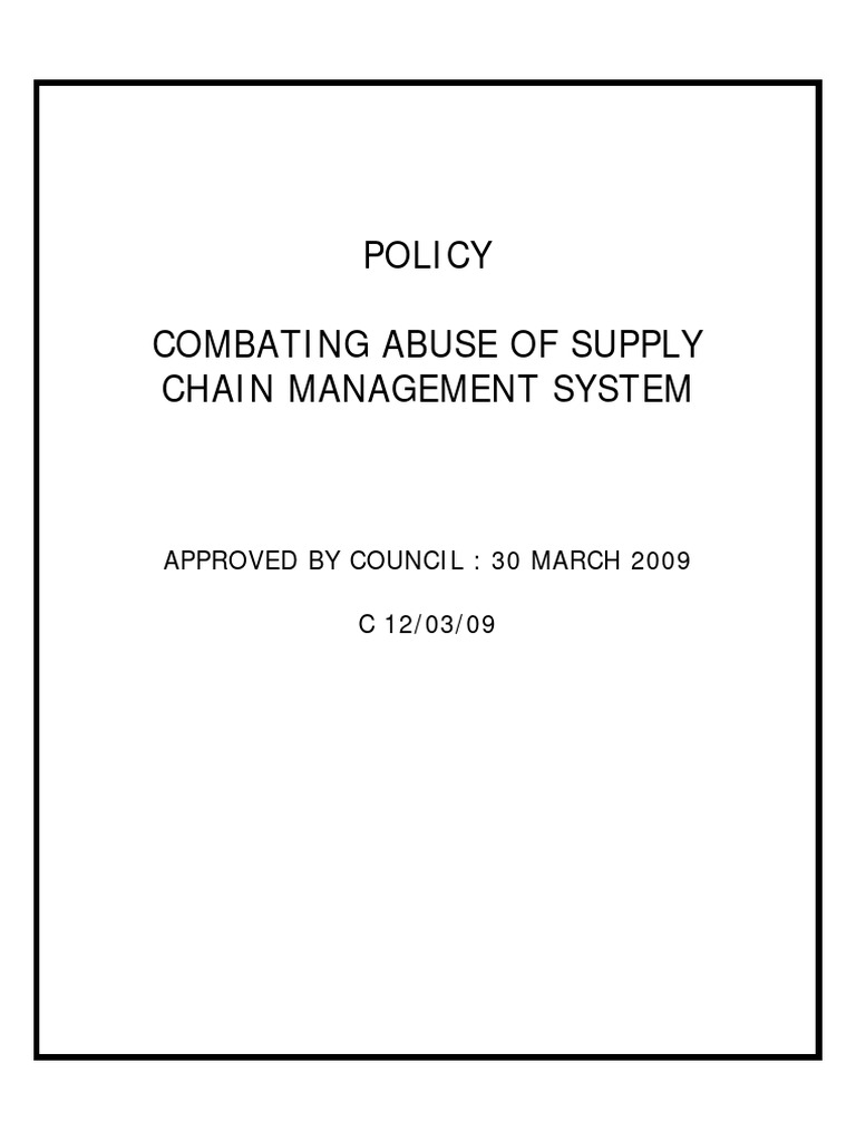 Supply Chain Management Abuse Policy | PDF | Procurement | Evidence (Law)