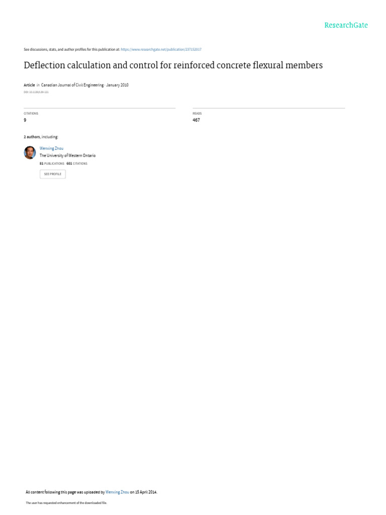 Deflection Calculation and Control For Reinforced | PDF | Structural ...