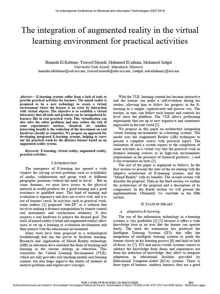 Augmented Reality in Virtual Learning | PDF | Augmented Reality ...