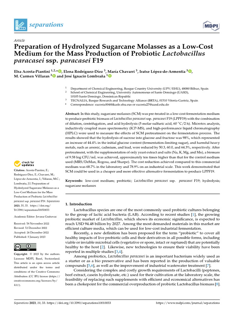 Separations 10 00033 v2 | PDF | Sucrose | Fructose