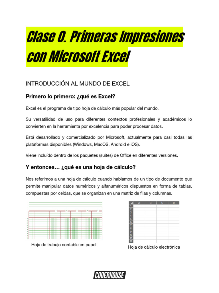 Primeras Impresiones Con Microsoft Excel | PDF | Microsoft Excel | Informática