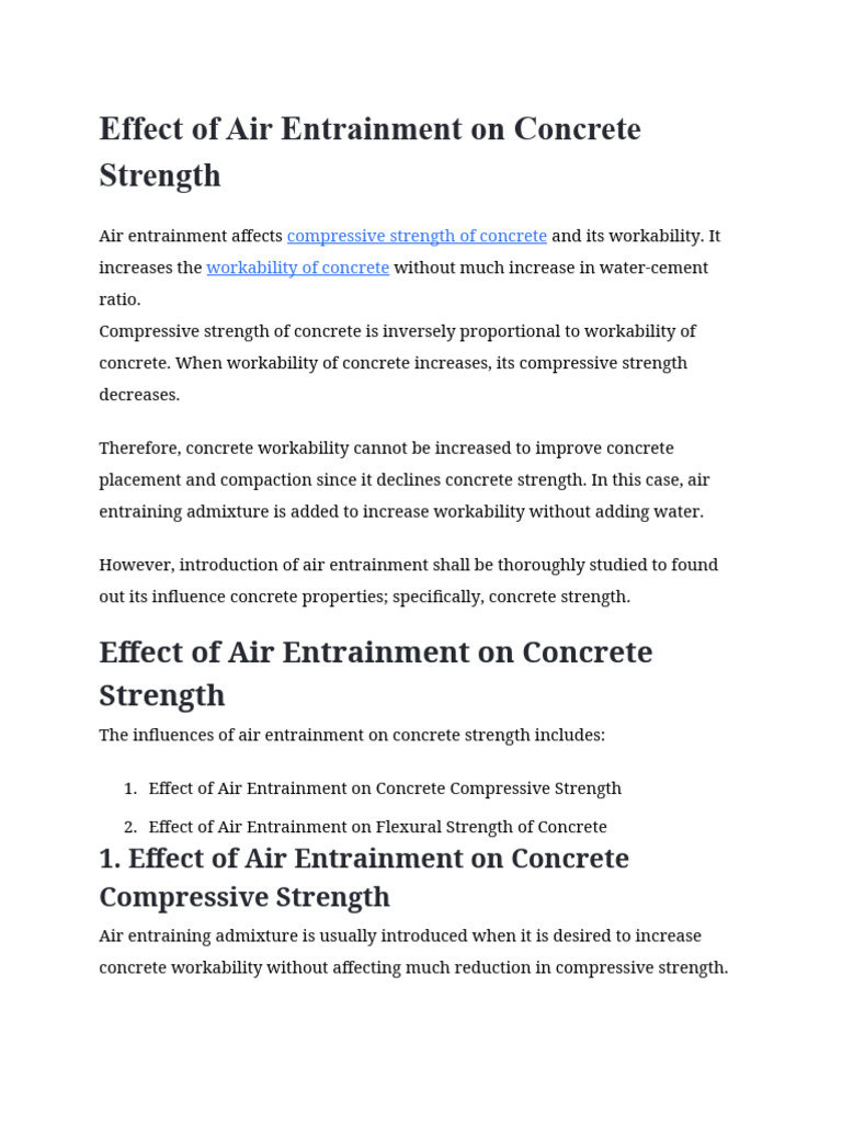 Effect of Air Entrainment On Concrete Strength | PDF | Concrete | Civil ...