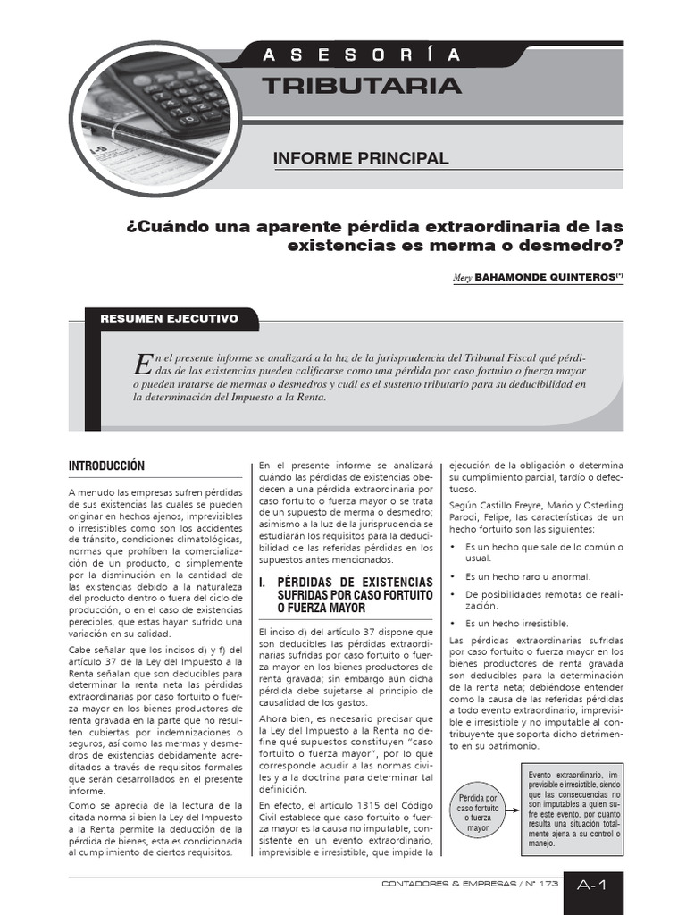 MCuándo Una Aparente Périda Extraordinaria de Las Exostencias Es Merma ...