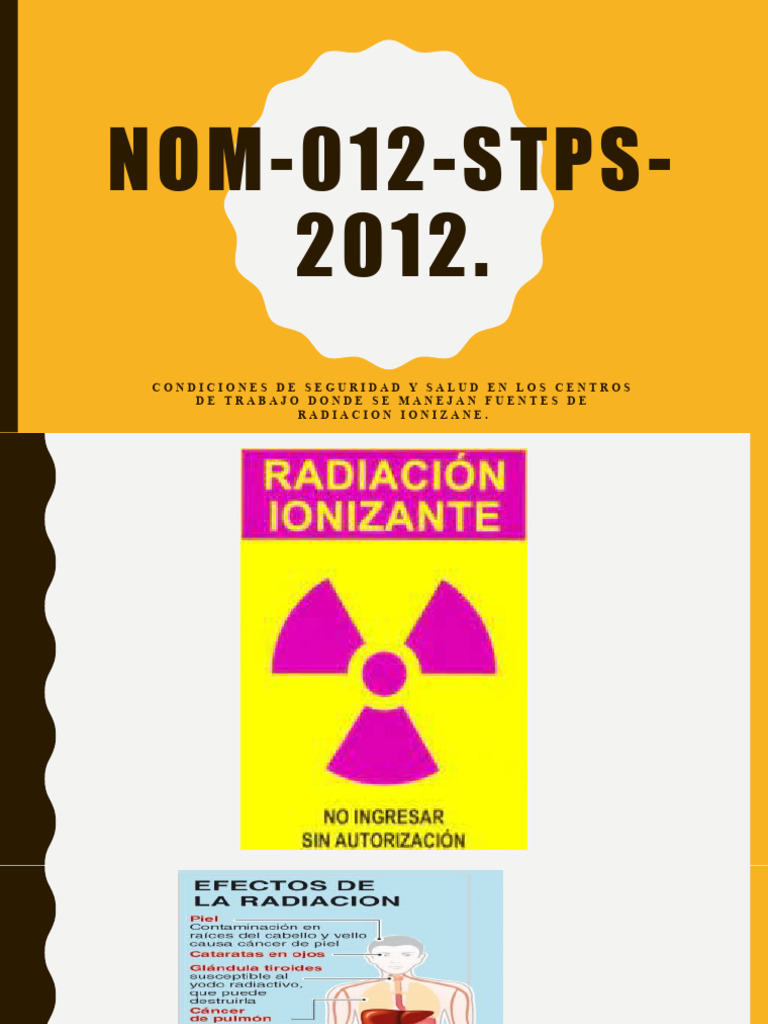 Nom 012 STPS 2012 | PDF | Radiación ionizante | Protección de radiación