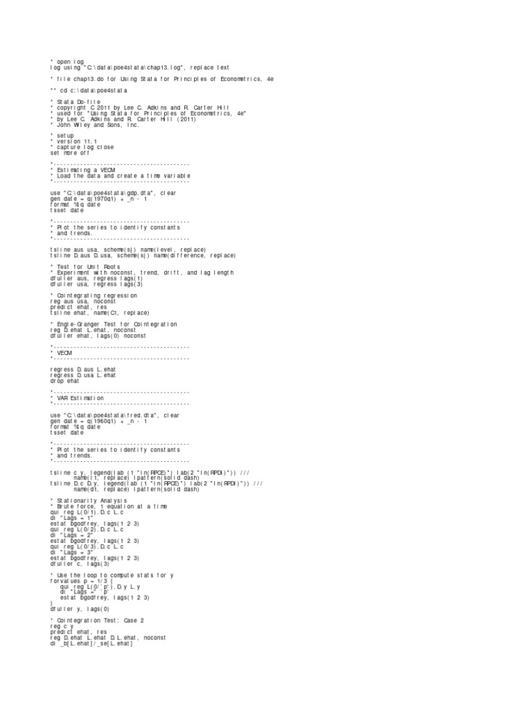 Cc3b3digo Stata Macroeconometrc3ada | PDF | Regression Analysis ...