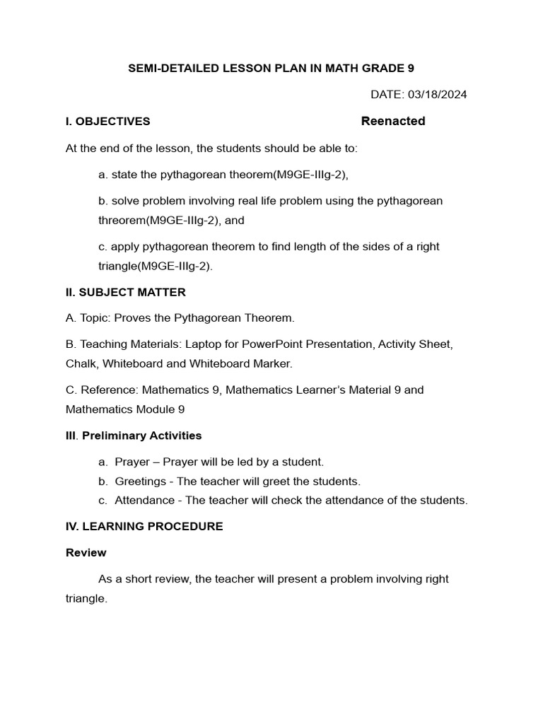 Pythagorean Theorem | PDF | Learning | Mathematics