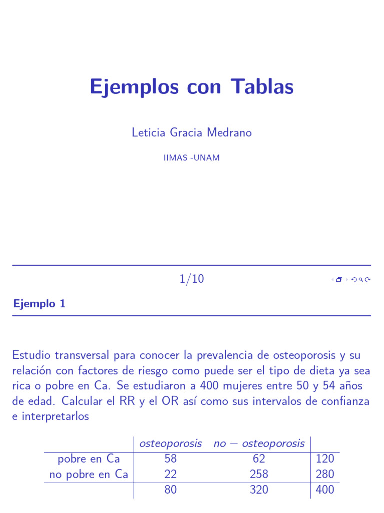 Ejemplos RR y OR Tablas 2x2 | PDF | Osteoporosis | Epidemiología