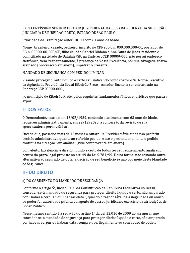 I - Dos Fatos | PDF | Mandamus | Habeas corpus