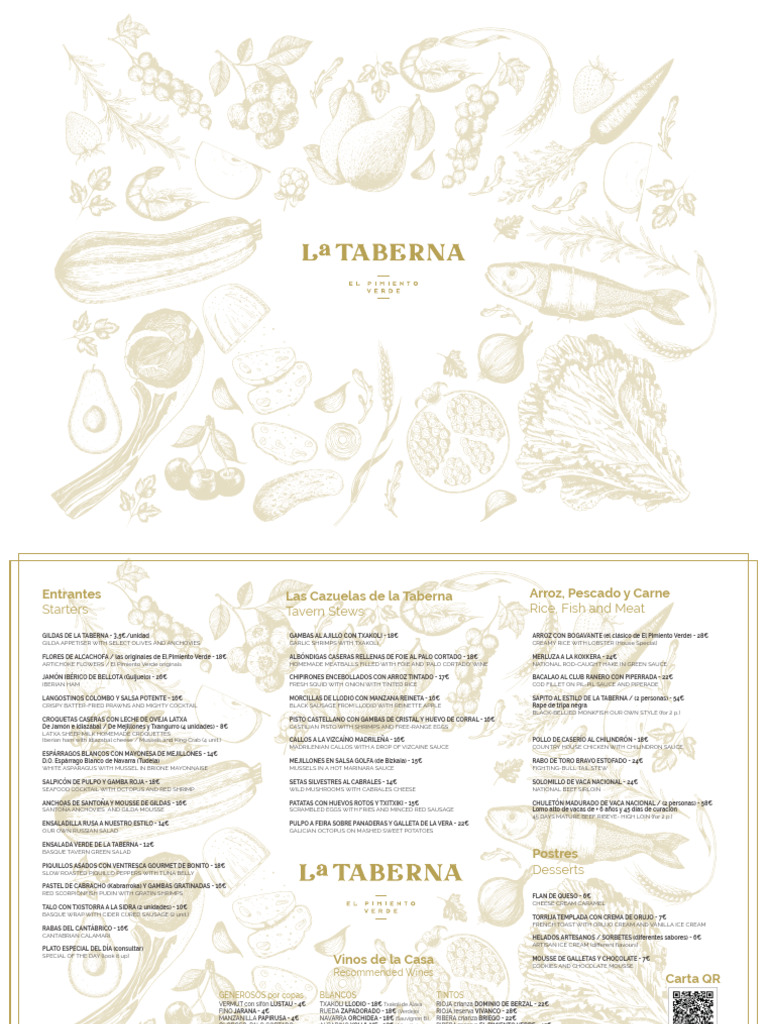 Carta La Taberna 2022 V2 | Descargar gratis PDF | Cocina española | Cocina