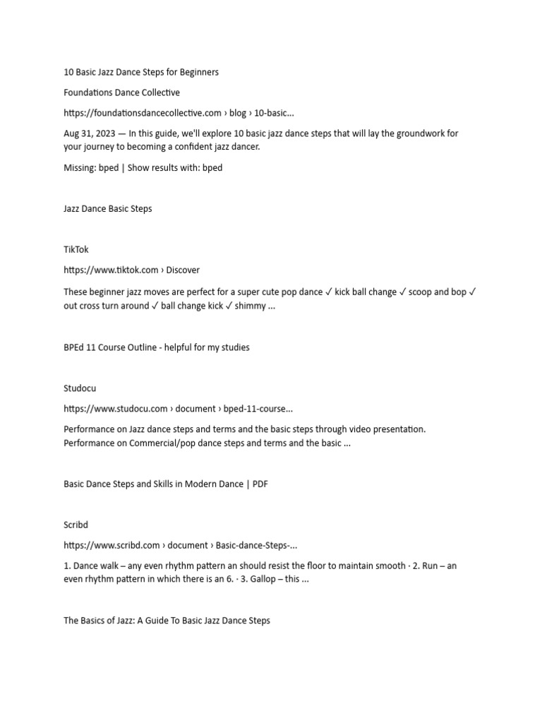 10 Basic Jazz Dance Steps For Beginners | PDF | Career & Growth